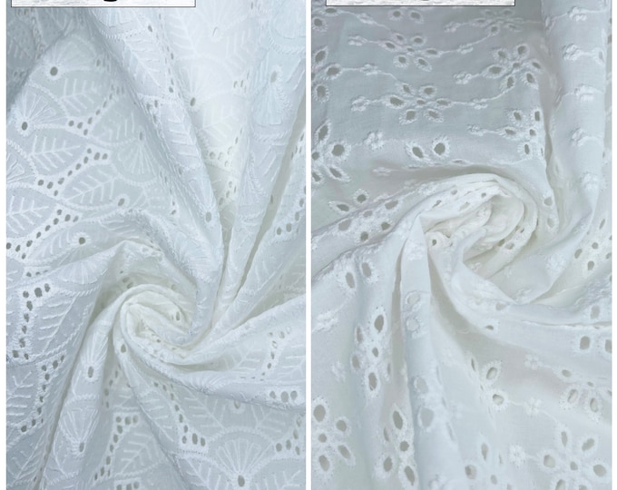 White Cotton Eyelet Embroidery Flower Fabric. Eyelet - Etsy