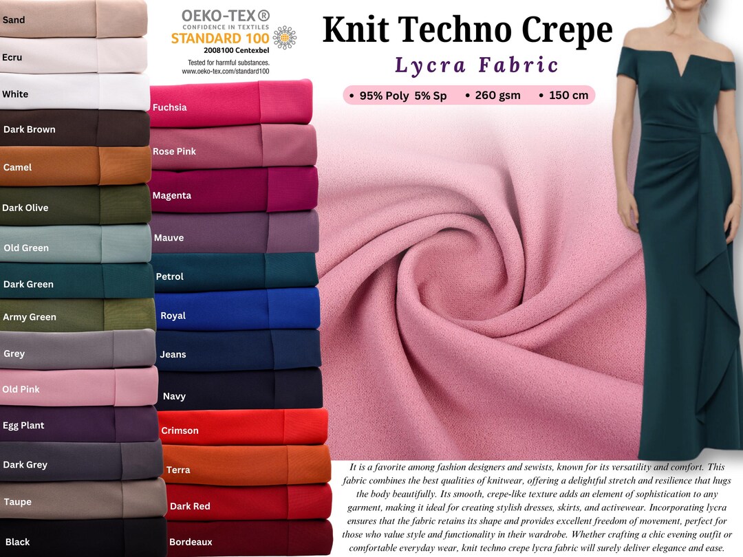 Scuba Crepe Stretchy Knit Techno Crepe Lycra Fabric, Stretchyjersey ...
