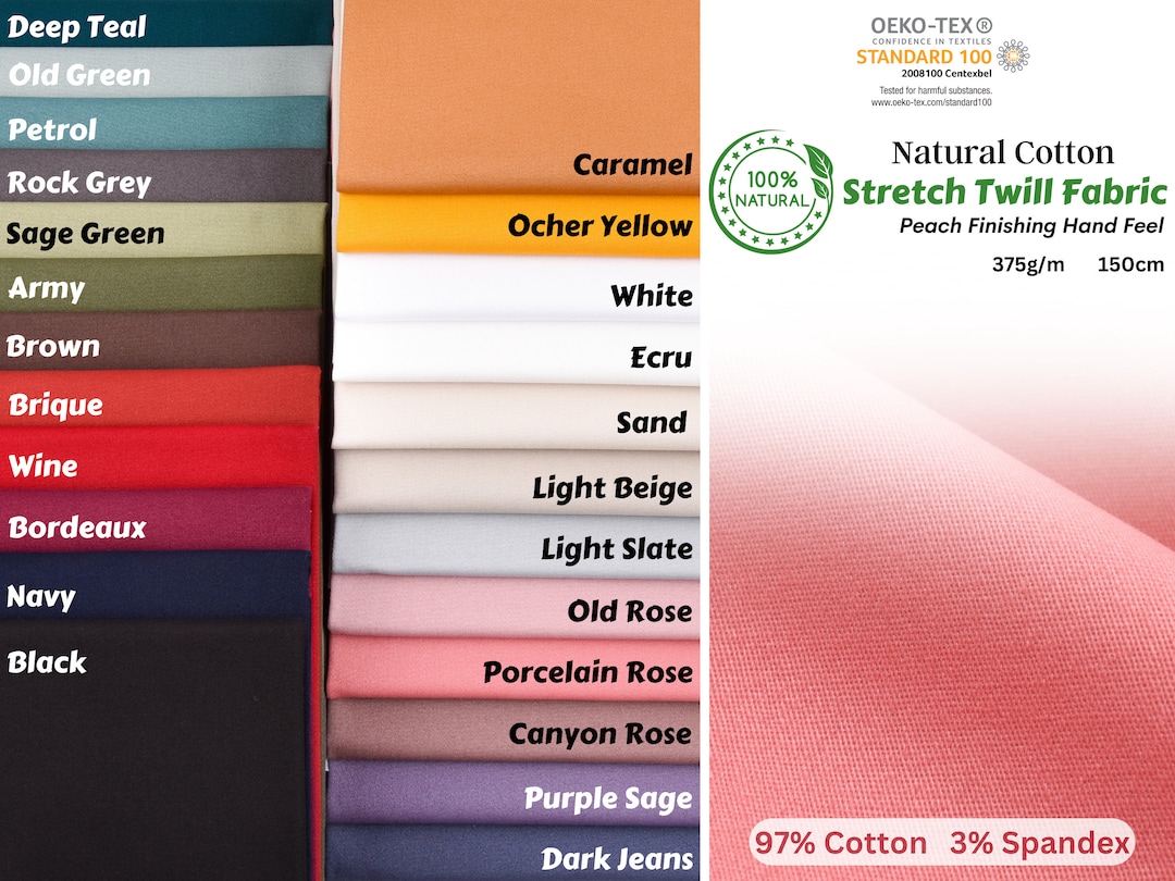 Natural Cotton Stretch Twill Fabric Peach Finishing Hand Feel- 5076 ...