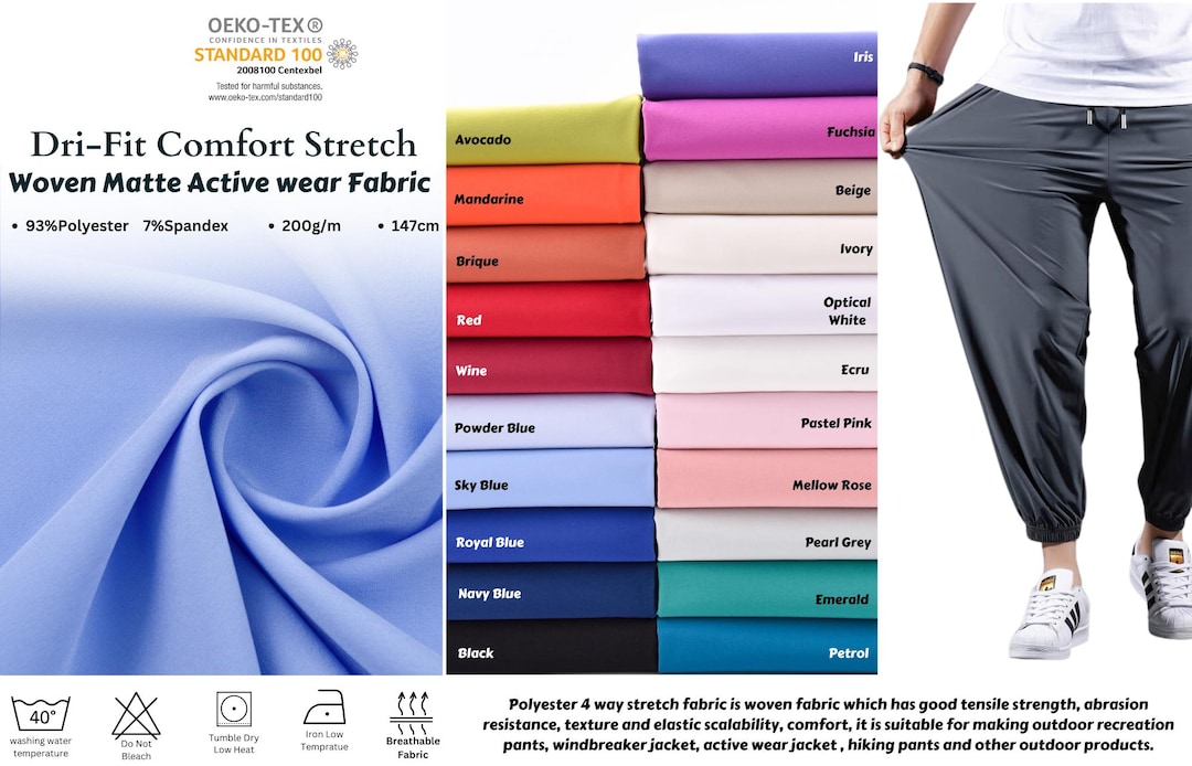 Dri-fit Stretchy Woven Fabric / Matte Active Wear Athletic Wicking ...