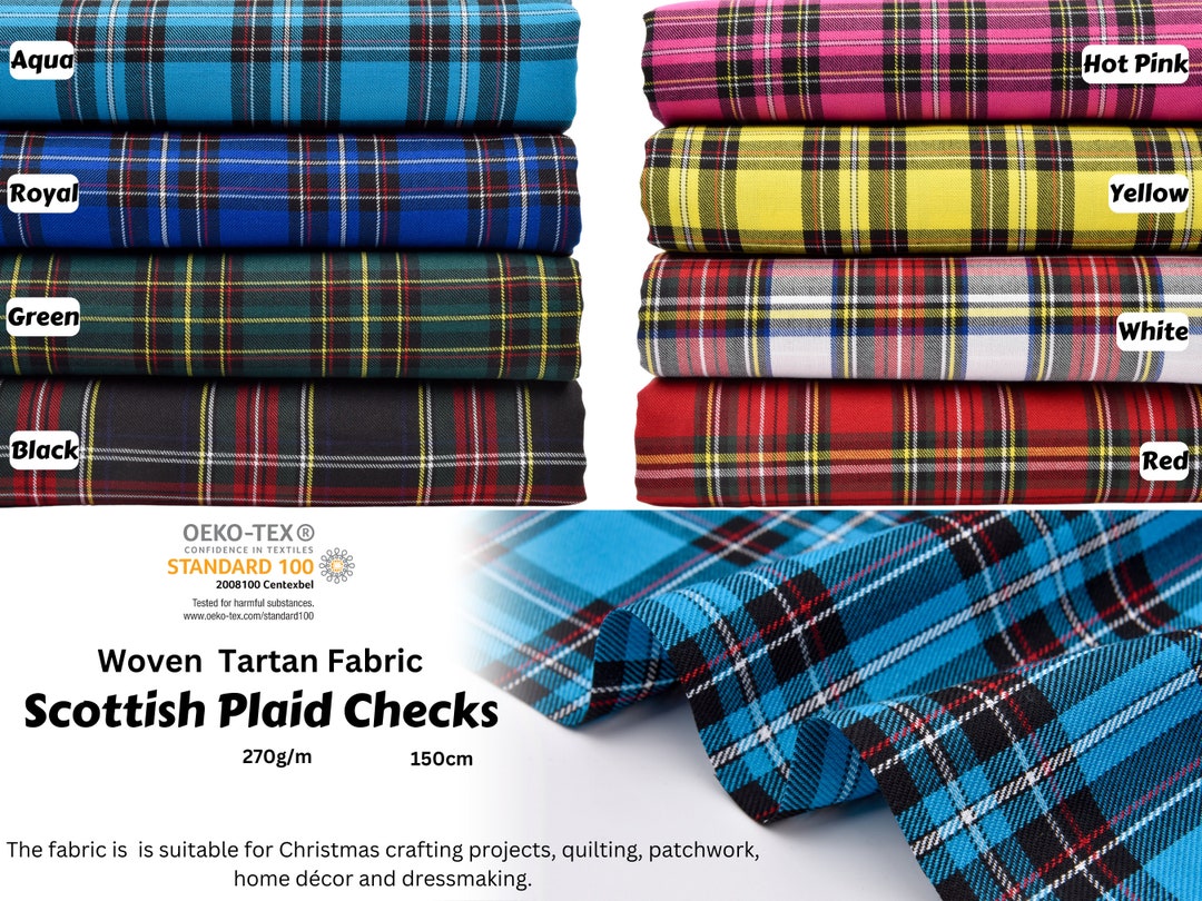 Woven Tartan Scottish Plaid Checks Fabric, Classic Plaid Fabric, Tartan ...