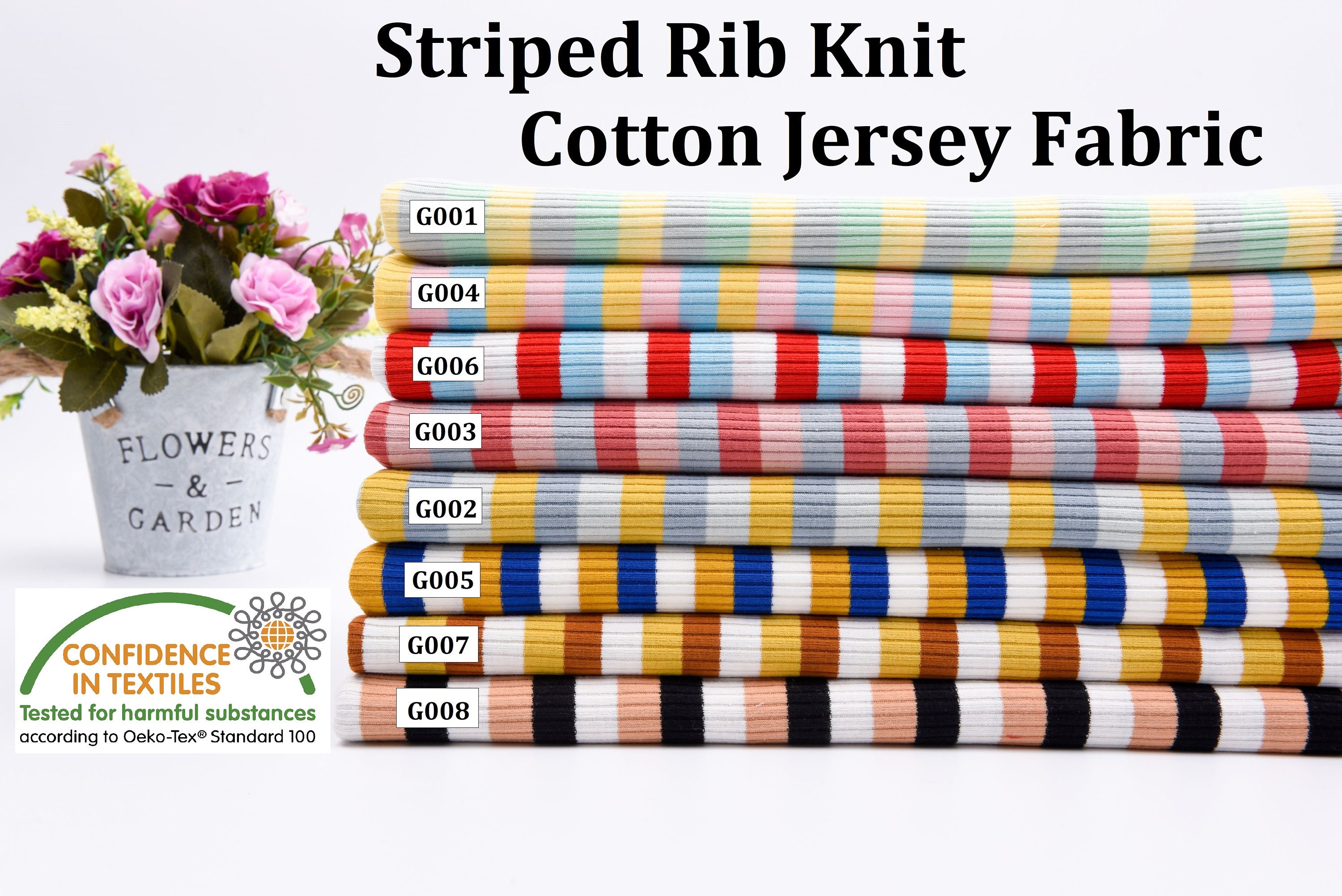 Knitted Ribbing Cotton Jersey Fabric, Striped Rib Knit Fabric Ribbing ...