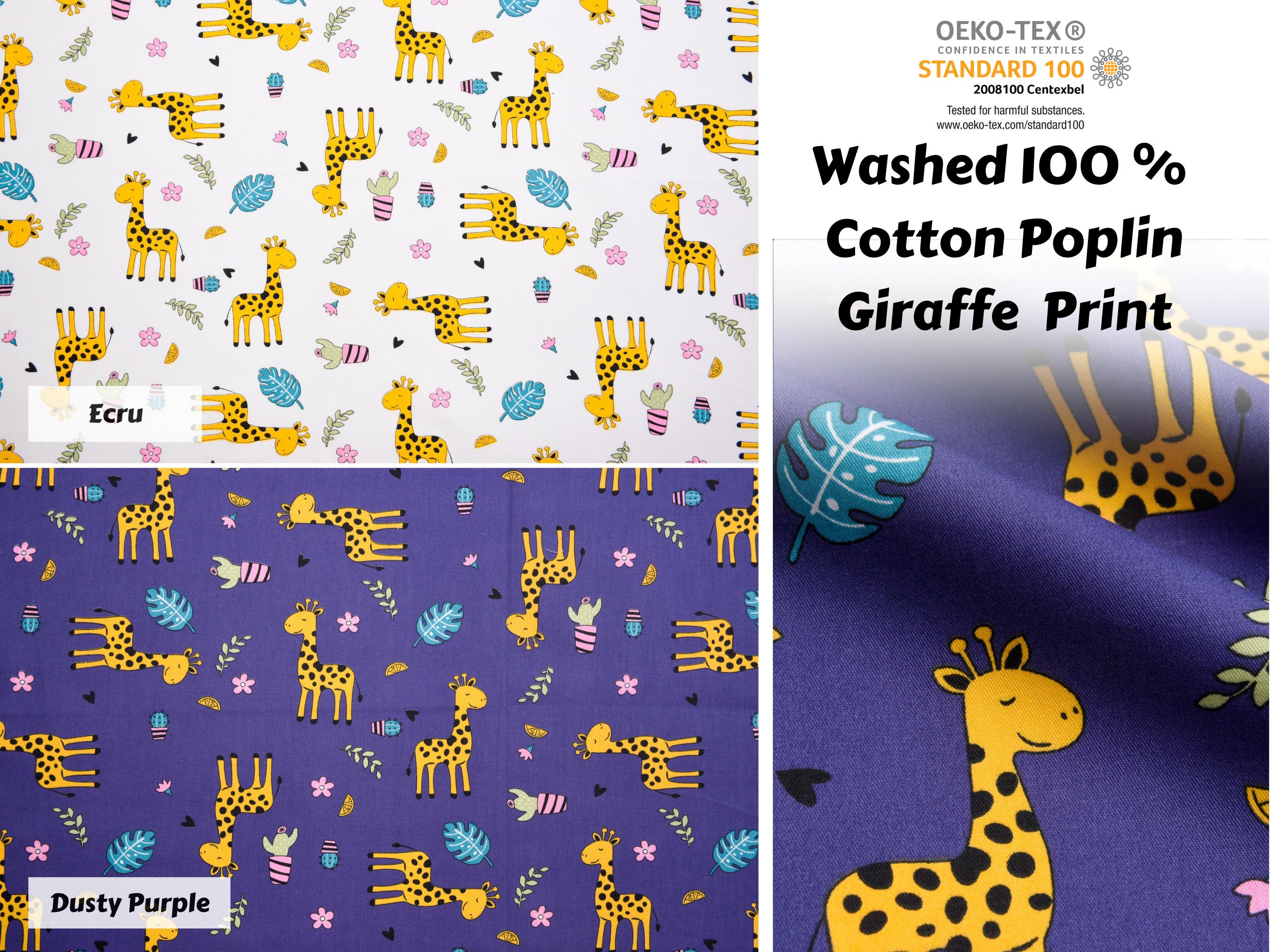 Purple Giraffe Print Fabric
