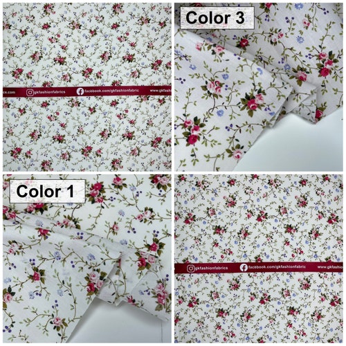 Stylized Flowers Washed 100 Cotton Poplin Reactive Print Etsy