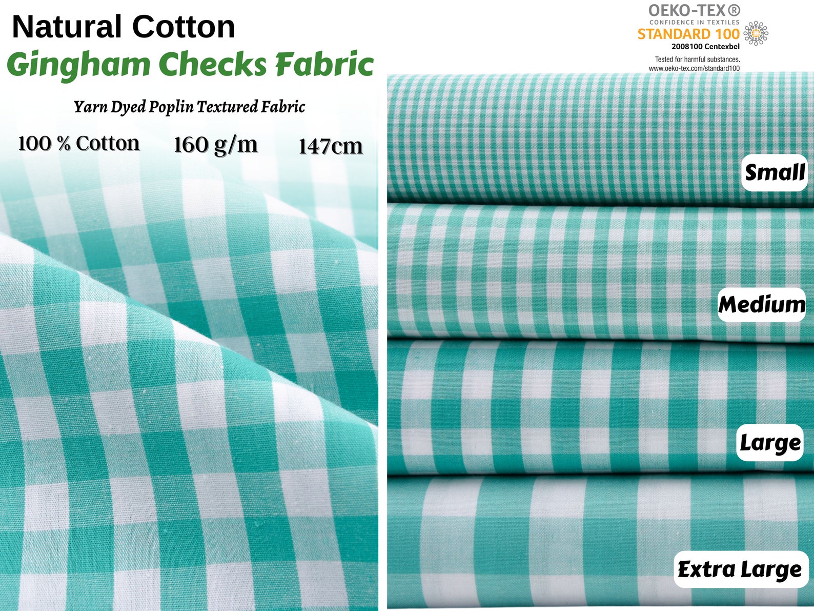 Gingham Checks Washed Cotton Fabric - GK 6599, Sell by Half Yard ...