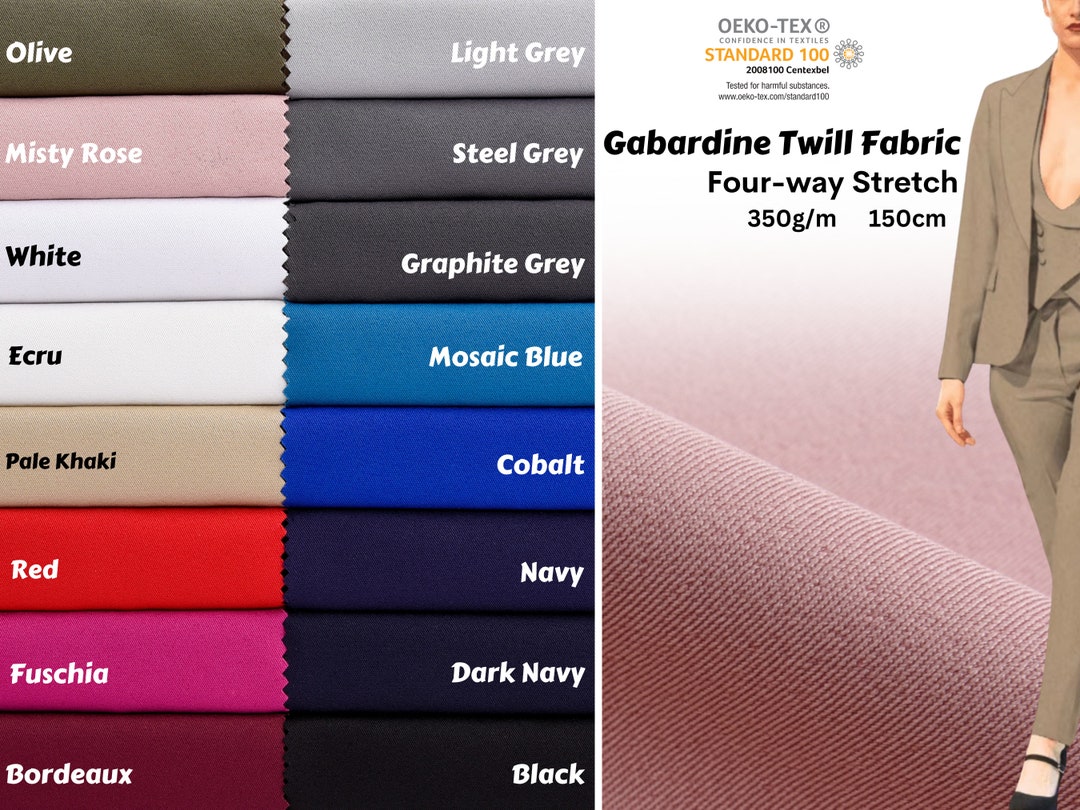 Premium Gabardine Twill Suiting Four-way Stretch Fabric, Delaney ...