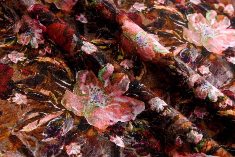 Alpine Fleece Colorful Bloom Print Fabric- 5009, Alpine Fleece ...