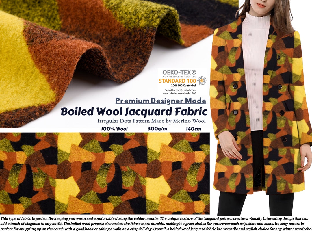 Boiled Wool Jacquard Irregular Dots Pattern Fabric/ Made by Merino Wool ...