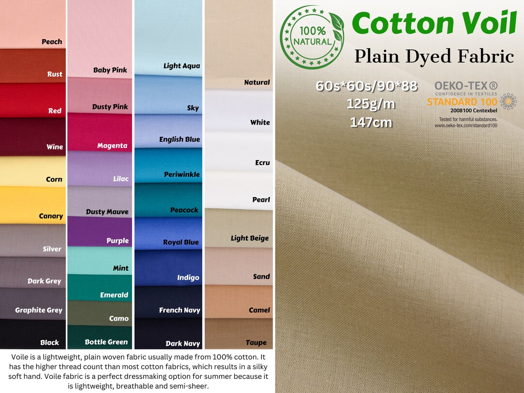 Voile Lawn Cotton Fabric, 100% Cotton Dressmaking/ Home Décor - Etsy