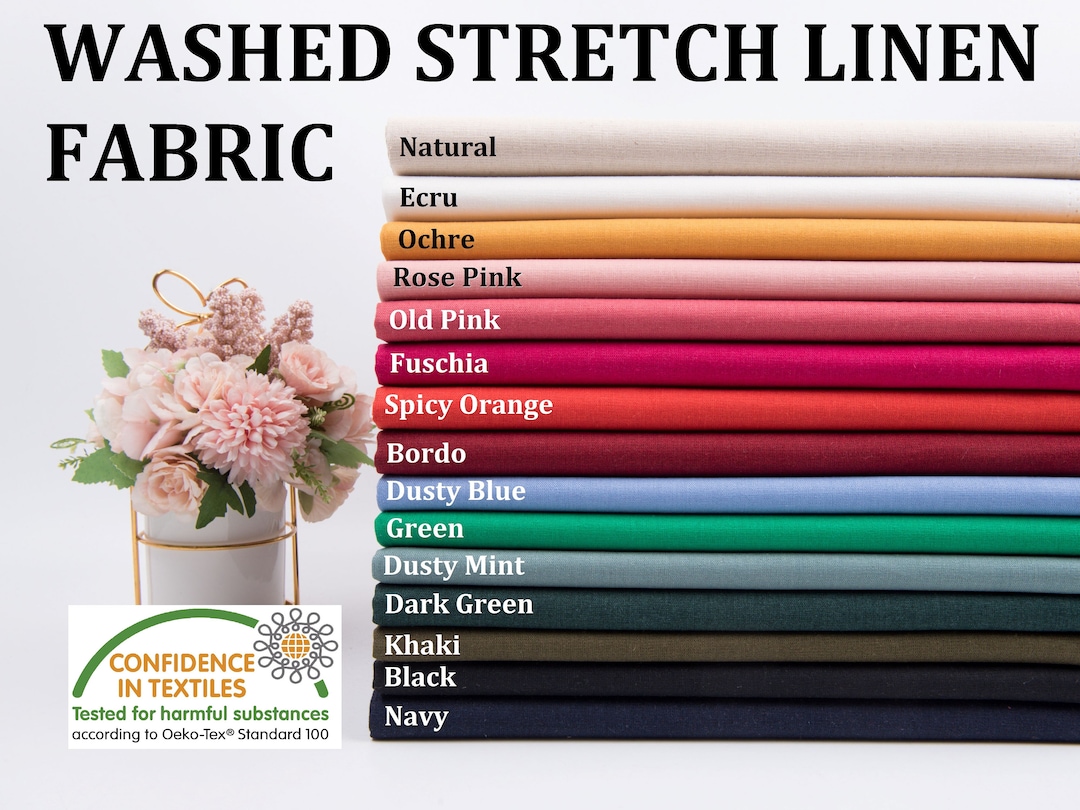 Washed Linen Stretch Fabric -1028- Stretch Linen Mediumweight Natural ...