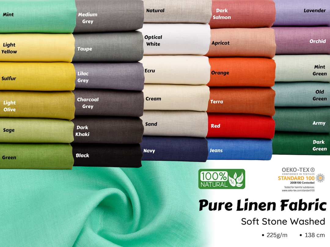 100% Pure Linen Stone Washed Fabric Linen Fabric , Softened Linen ...