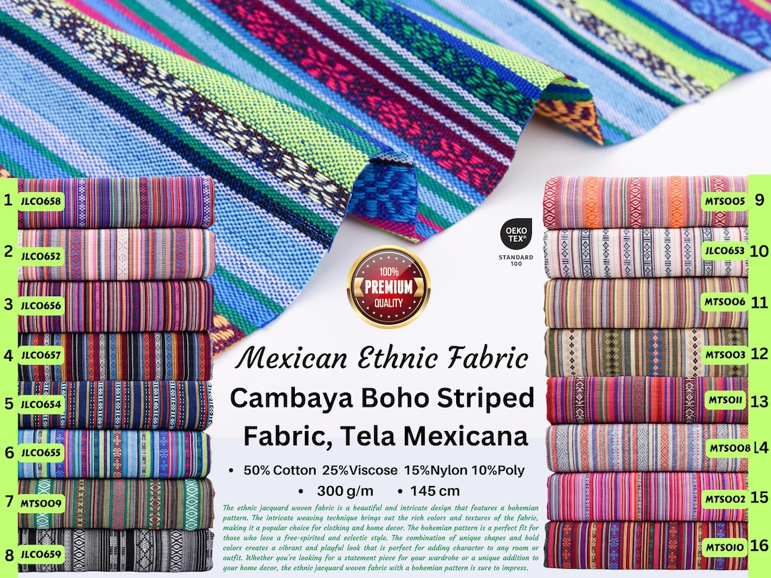 Mexican Ethnic Fabric, Traditional Fabric, Cambaya Fabric, Authentic ...