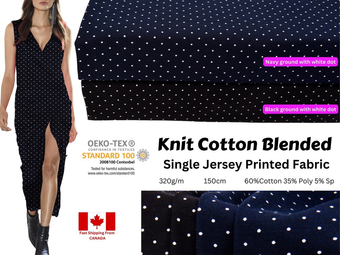 Knit Cotton Blended Single Jersey Irregular Dots Printed Fabric, Cotton ...