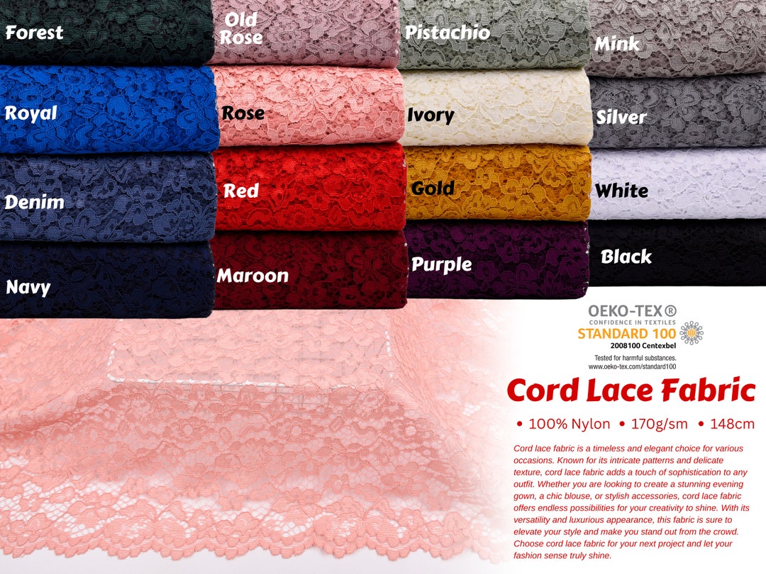 Raschel Corded Cord Lace Fabric, Width 58", Prom Wedding Dressmaking ...