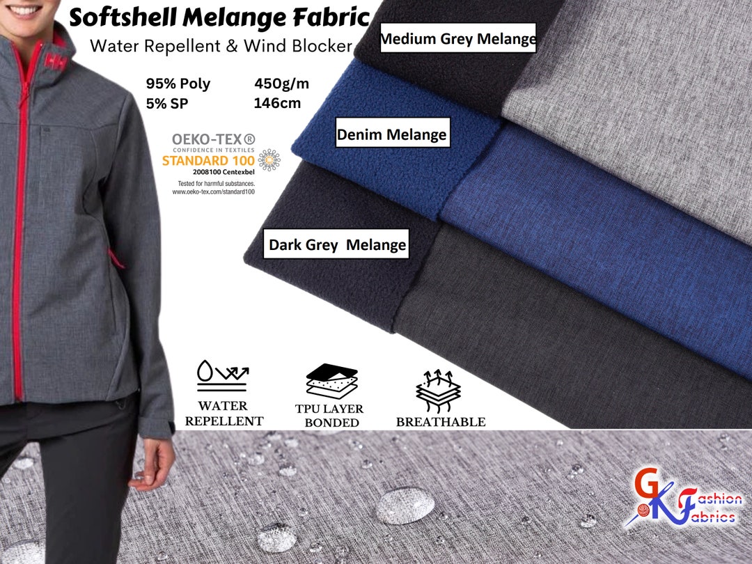 Softshell Fabric Mélange Waterproof Water Repellent Resistant - Etsy
