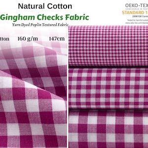 Gingham Checks Washed Cotton Fabric - GK 6599, Sell by Half Yard ...