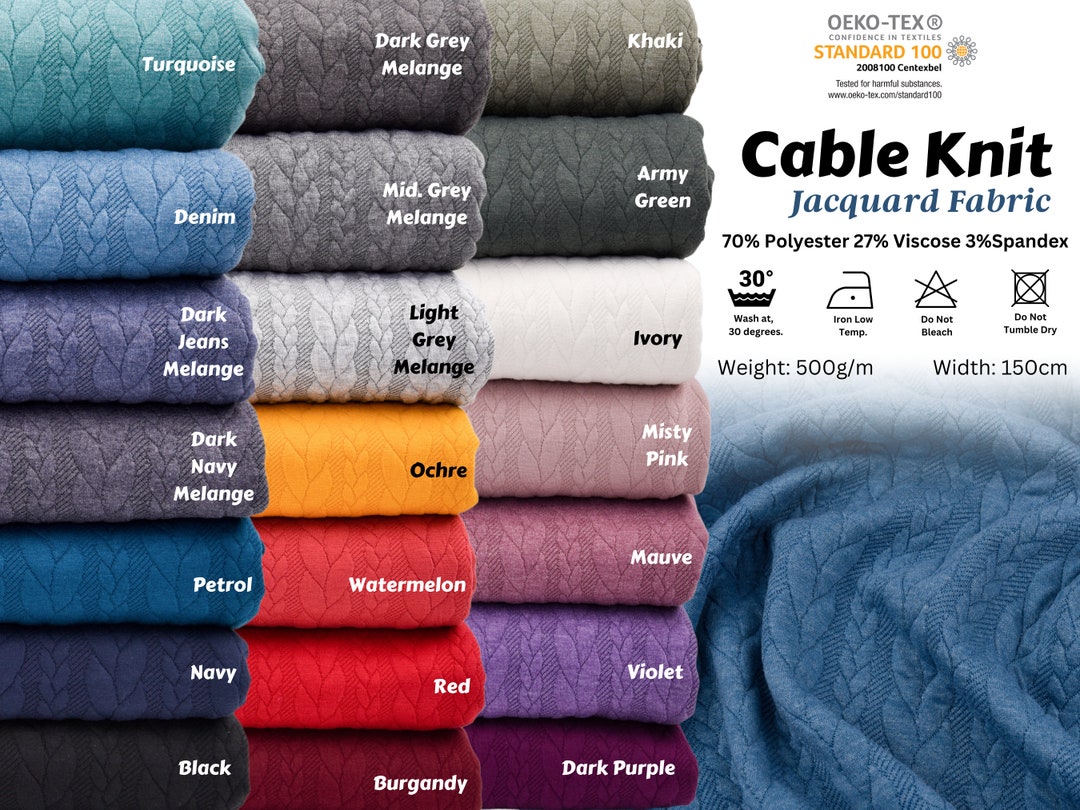 Cable Knit Jacquard Fabric - Quilted Knit Jacquard - OEKO-TEX - Chunky ...
