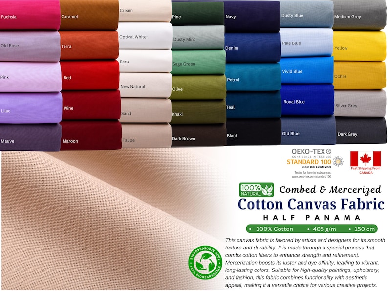 100% Cotton Canvas Combed & Mercerized Fabric , Canvas Indoor Outdoor ...