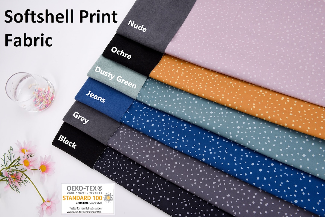 Softshell Fabric Polka Dots Print Waterproof Water Repellent Resistant ...