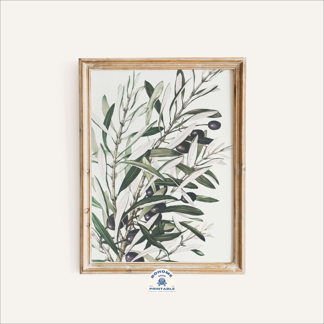 Farmhouse Botanical Print, Tree Branch Print, Olive Artwork, Printable ...