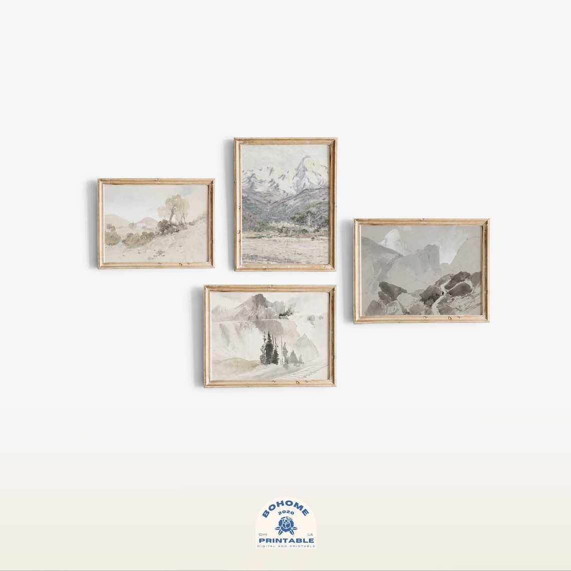 Vintage Cottage Gallery Wall Art Set of 4 Mountain Prints - Etsy