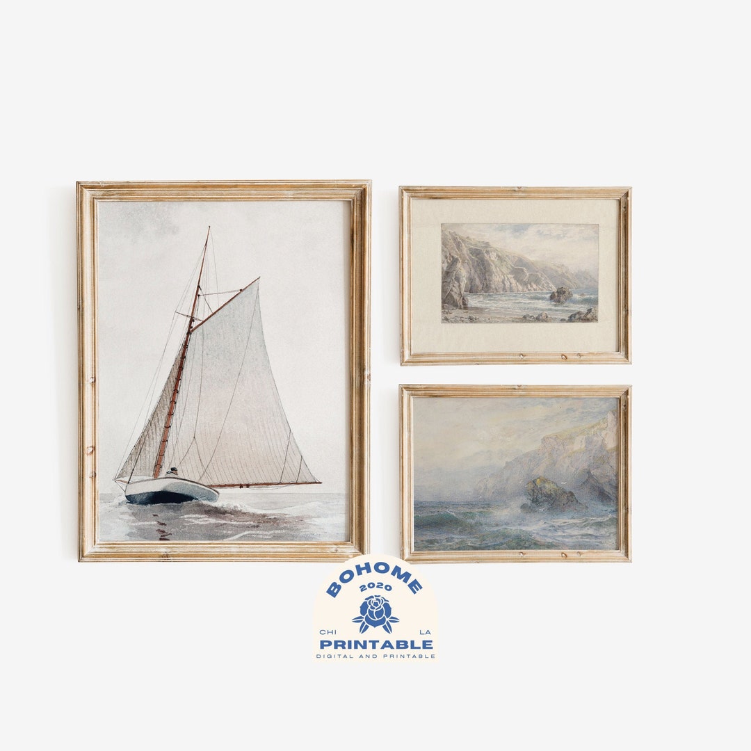 Nautical Prints, Sailing, Vintage Art, Sailing Wall Art, Wall Decor ...