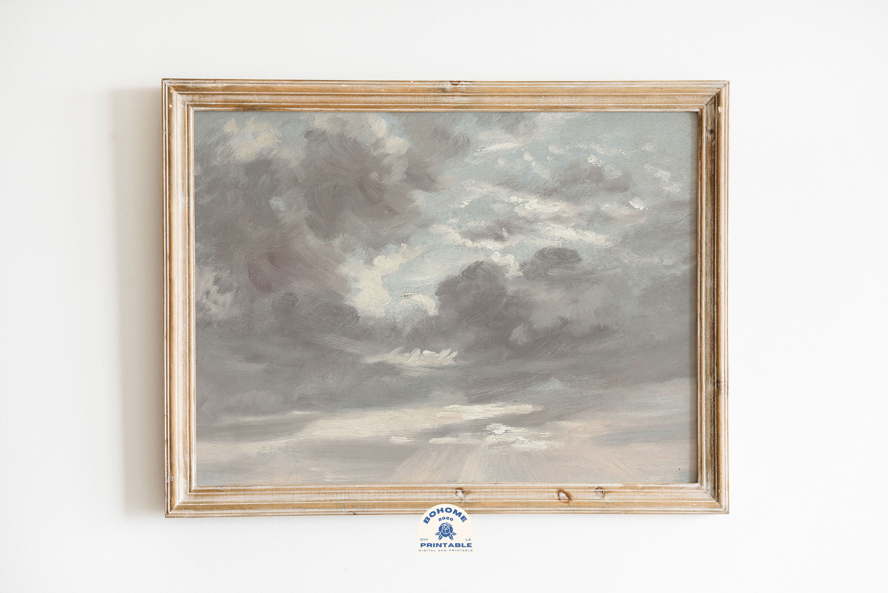 Neutral Sky Painting Neutral Cloud Painting Cloud Prints - Etsy