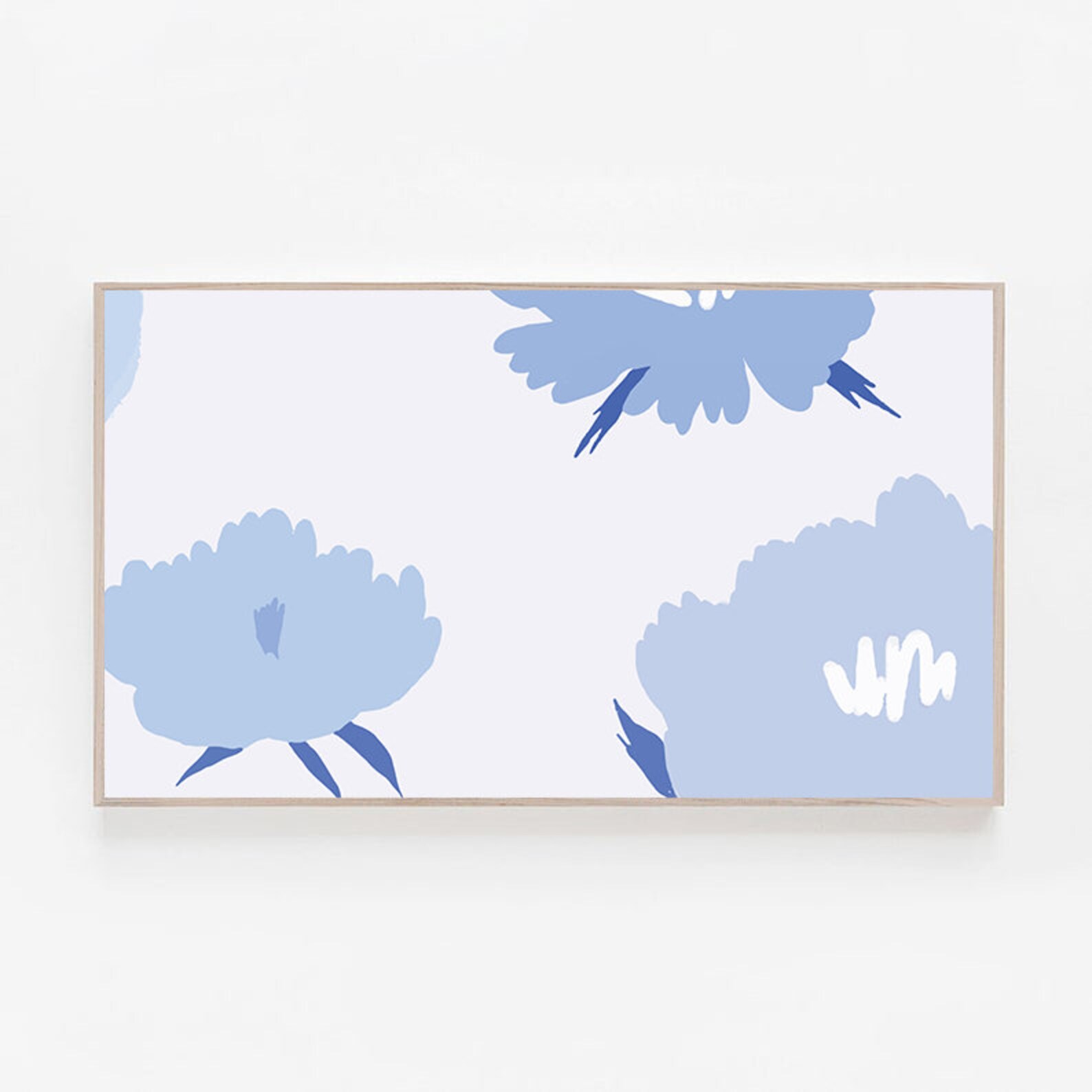 Blue Abstract Flowers Samsung Frame tv Art Art for Samsung | Etsy