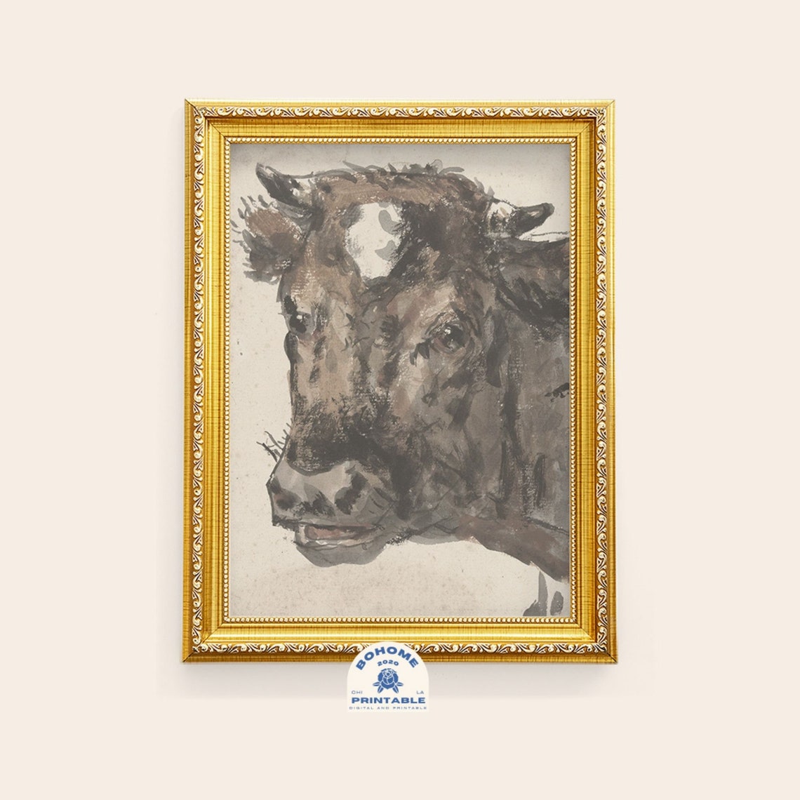 Vintage French Country Prints, Cow Printable, Cow Prints, Country ...