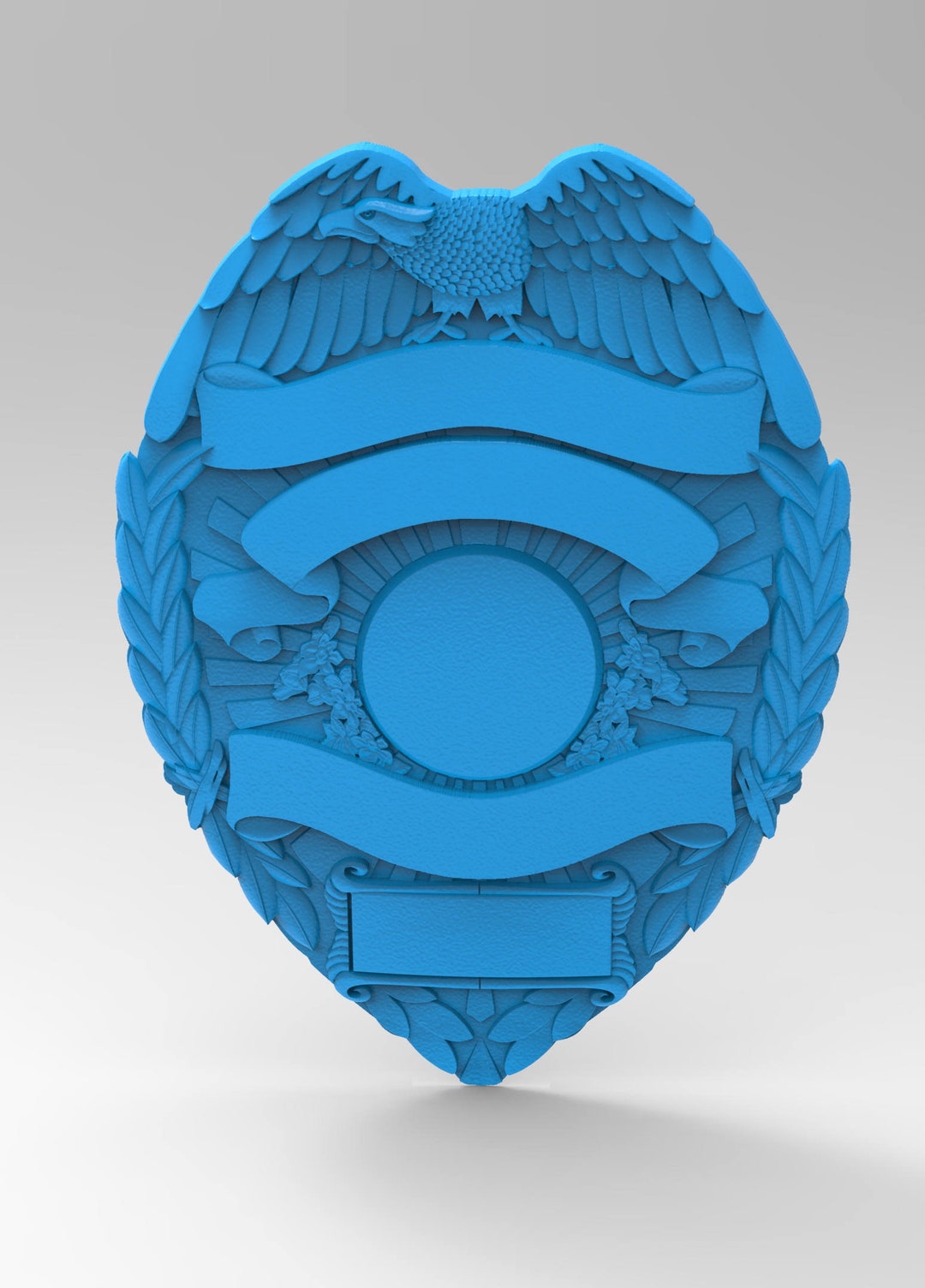 Police Badge Blank 3d File Easily Customisable For Cnc Router And 3d