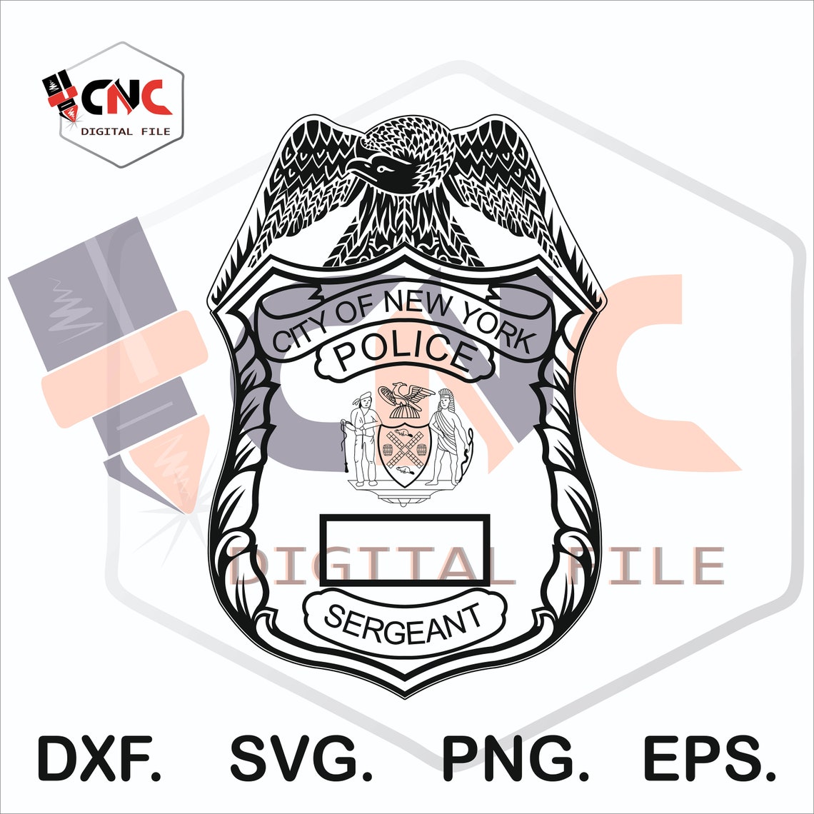 NYPD City of New York Police Sergeant Vector Svg and Dxf - Etsy