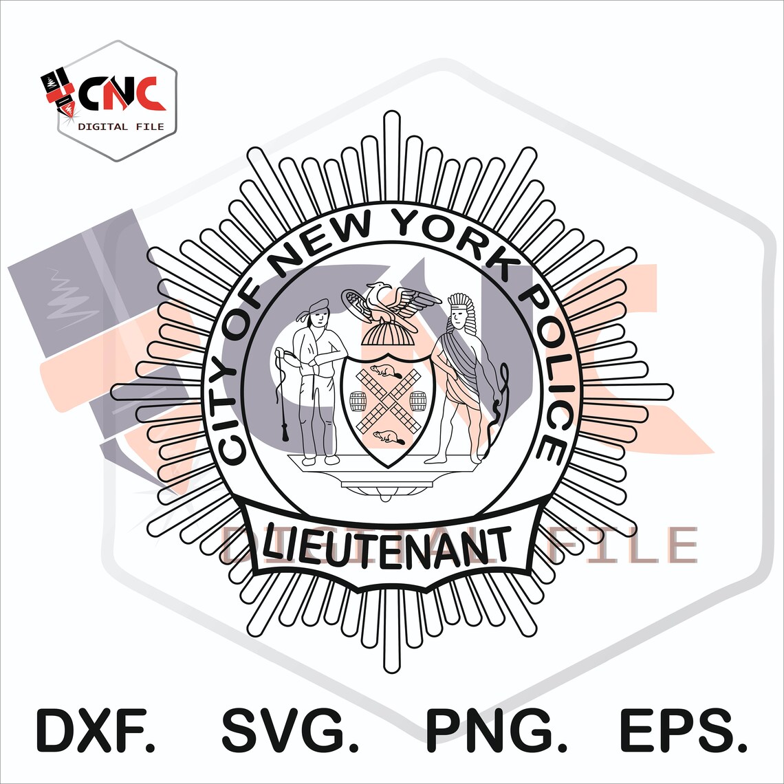 NYPD City of New York Lieutenant Vector Svg and Dxf - Etsy