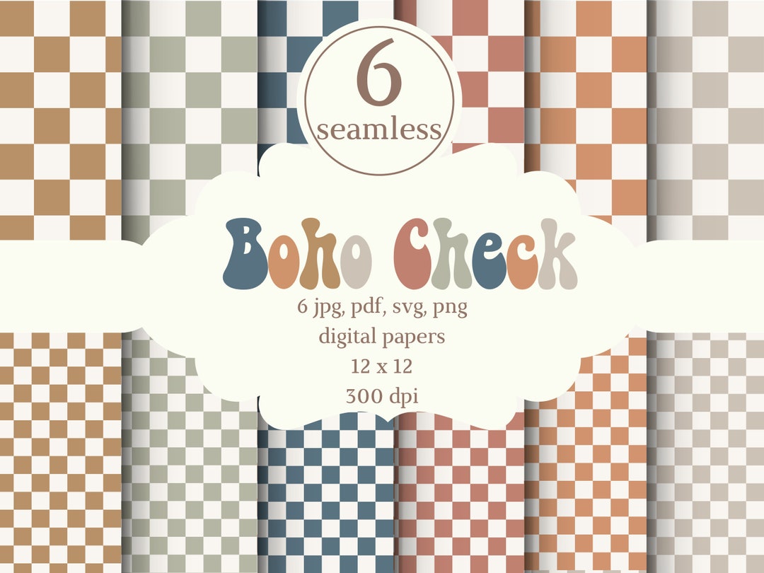 Boho Checker Digital Paper, Aesthetic Pattern Background, Earth Tone ...
