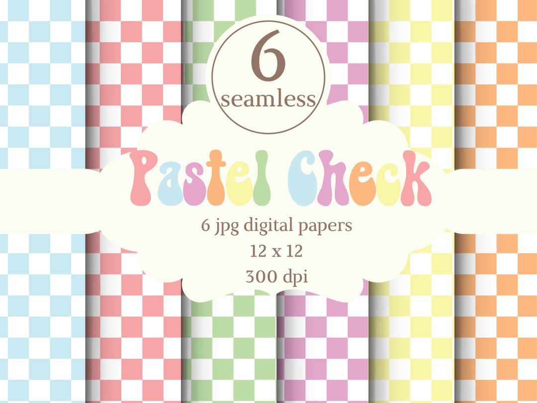 Pastel Checker Digital Paper, Aesthetic Pattern Background, Retro Check ...