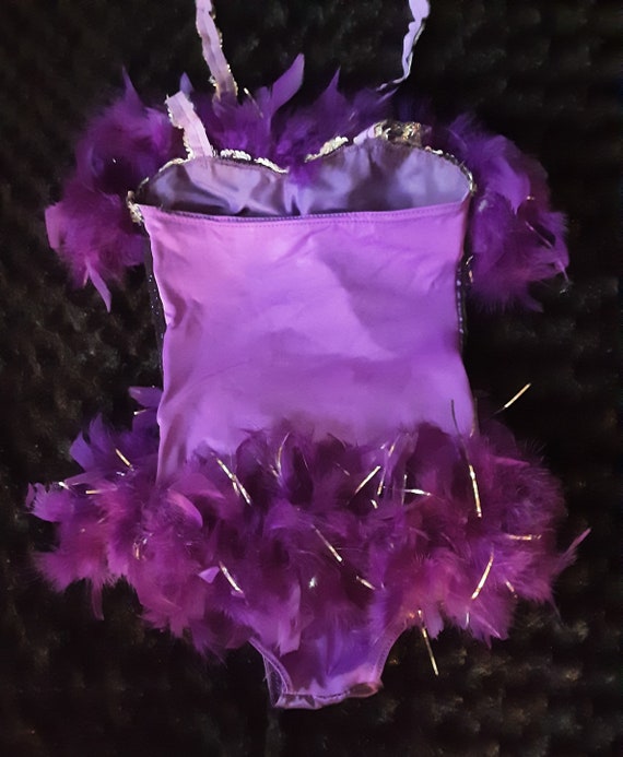 Purple Glitter Dance Costume with Feathers - Gem