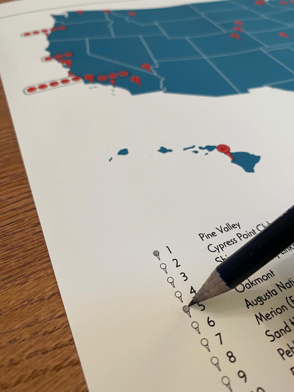 Top 100 US Golf Courses Checklist Map Poster Print Golf - Etsy