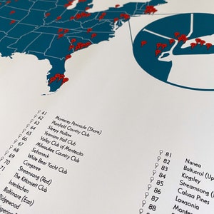 Top 100 US Golf Courses Checklist Map Poster Print - Golf Course Bucket ...