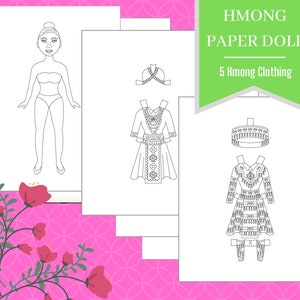 Hmong Paper Doll Coloring Pages, Printable, Hmong Clothes, Kids ...