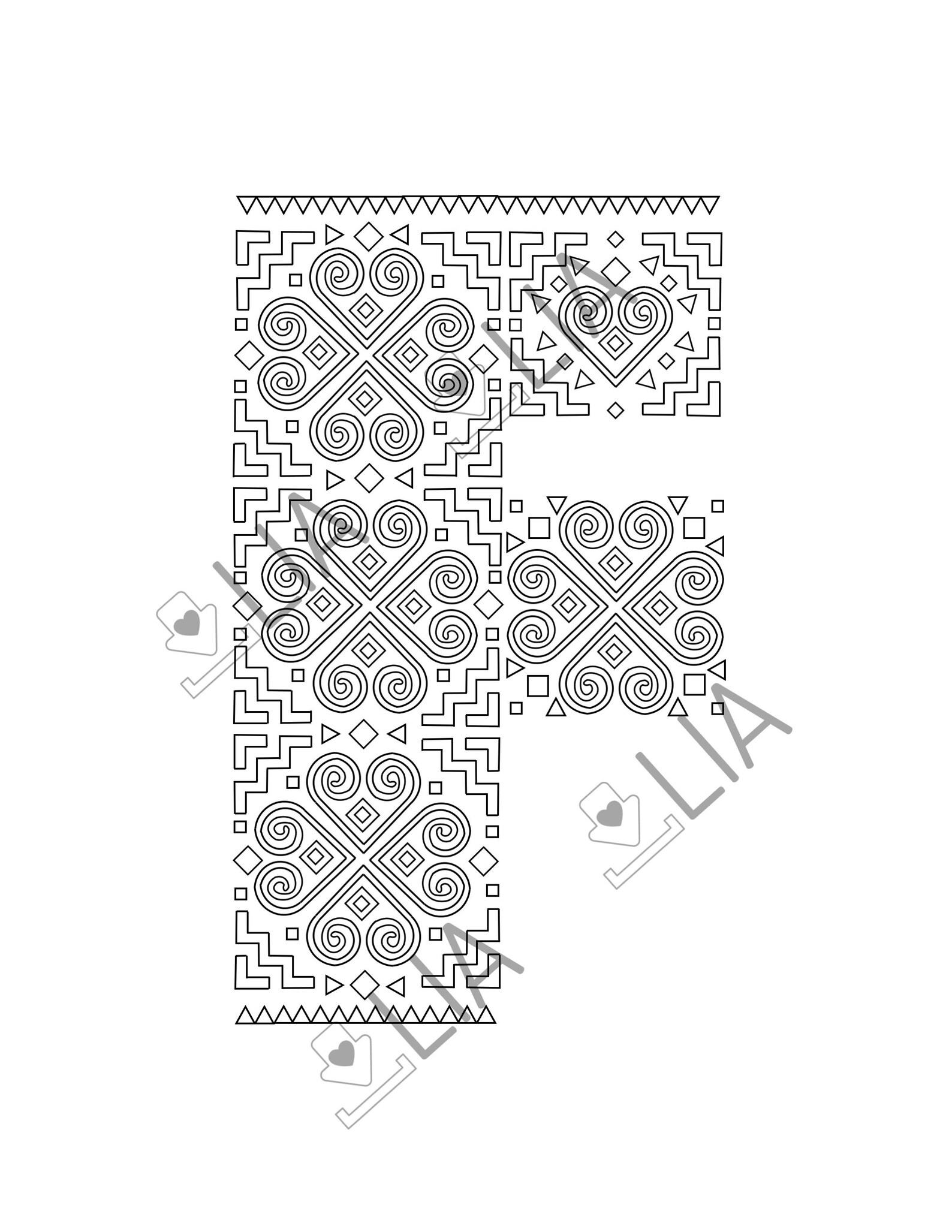 FAMILY Letters Coloring Pages With Heart Symbol, Printable, Adult ...