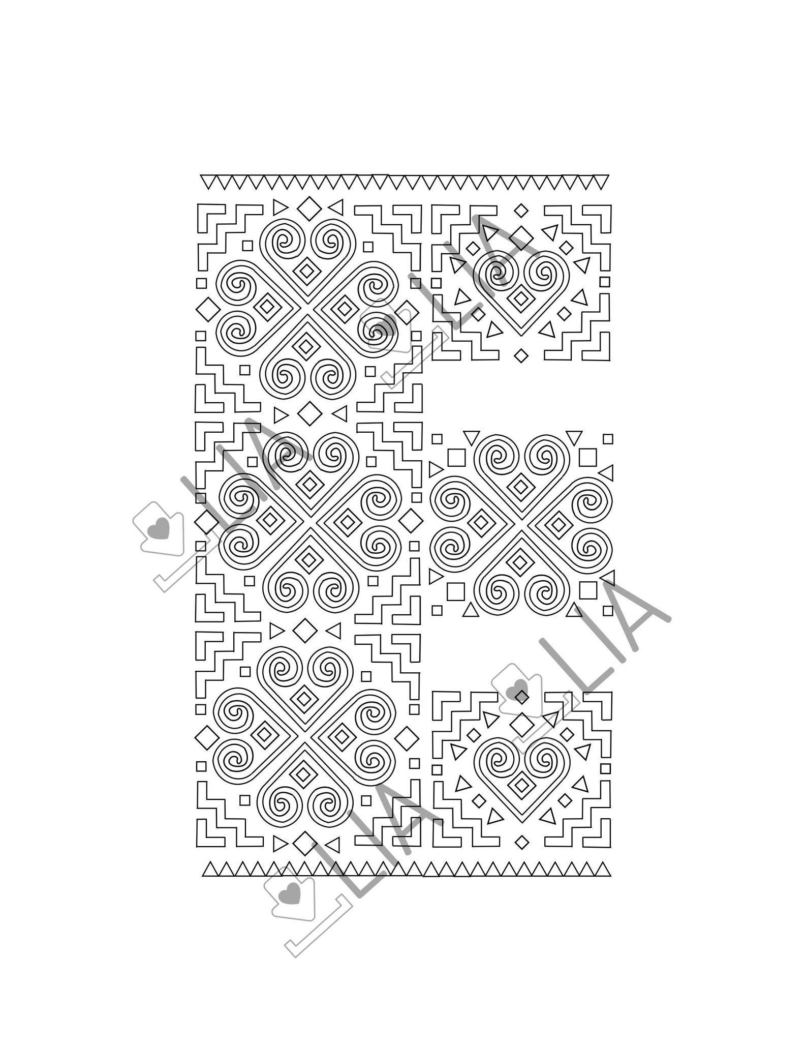 LOVE Letters Coloring Pages With Heart Symbol, Printable, Adult ...