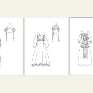 Multicultural Paper Doll Coloring Pages, Printable, Adults and Kids ...