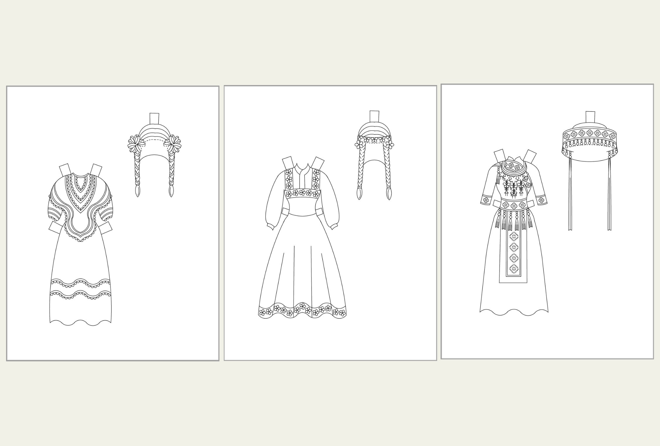 Multicultural Paper Doll Coloring Pages, Printable, Adults and Kids ...