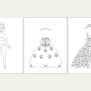 Princess Quinceanera Paper Doll Coloring Pages, Printable, Downloadable ...