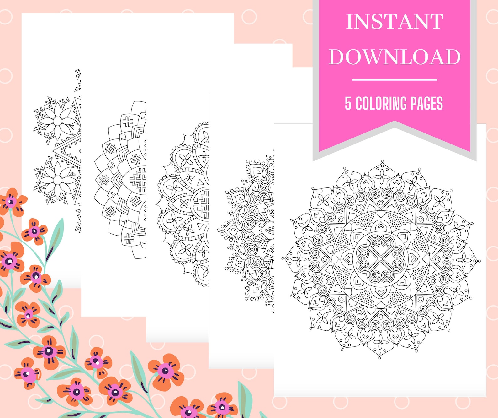 Hmong Mandala Coloring Pages, Printable, Wall Art, Wall Decor, Adult ...