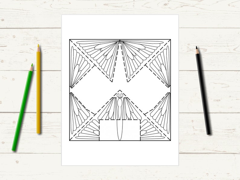Origami Butterfly Coloring Pages, Set 1, Printable, Paper Crafts, Adult ...
