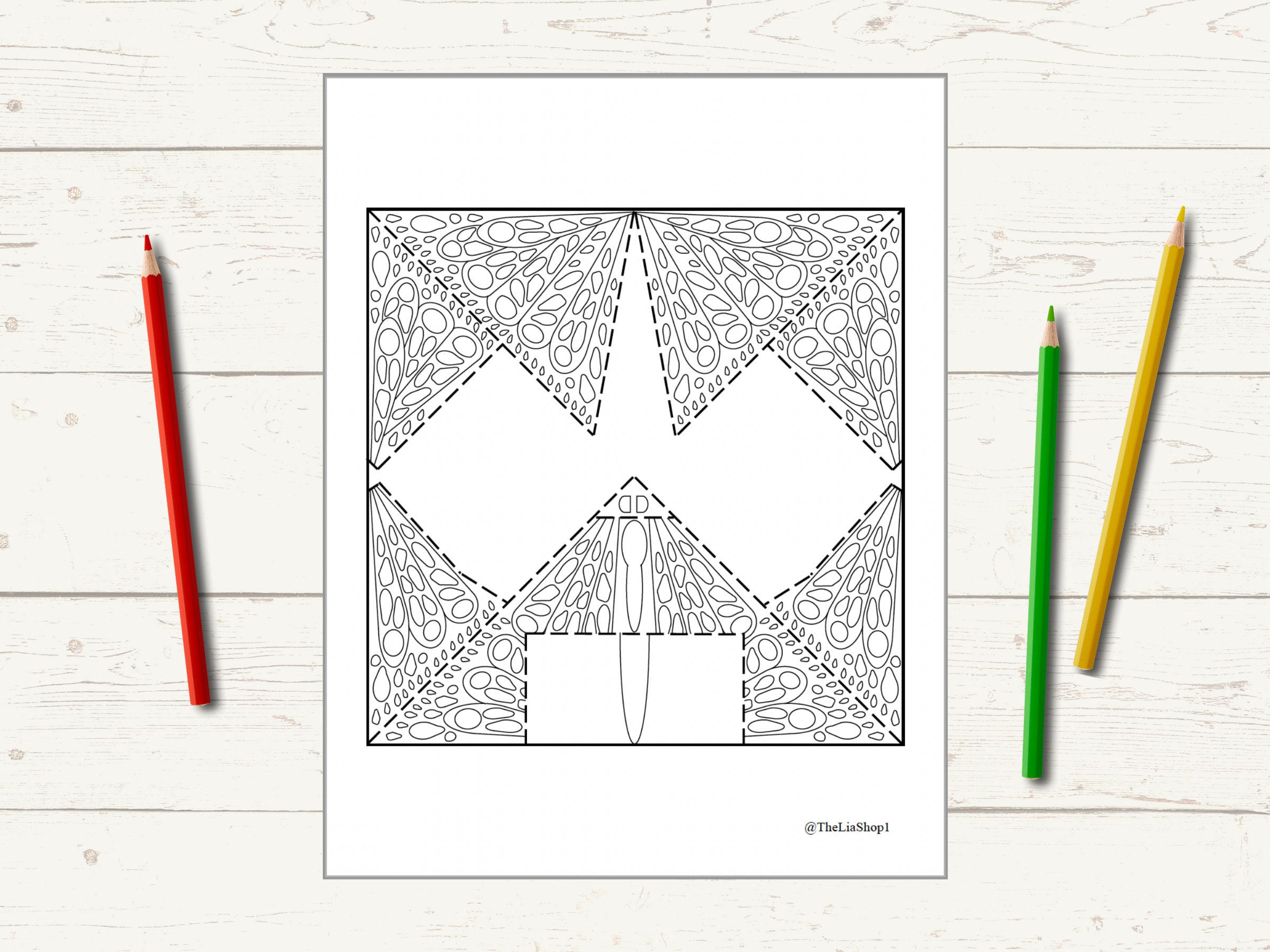 Origami Butterfly Coloring Pages, Set 2, Printable, Paper Crafts, Adult ...