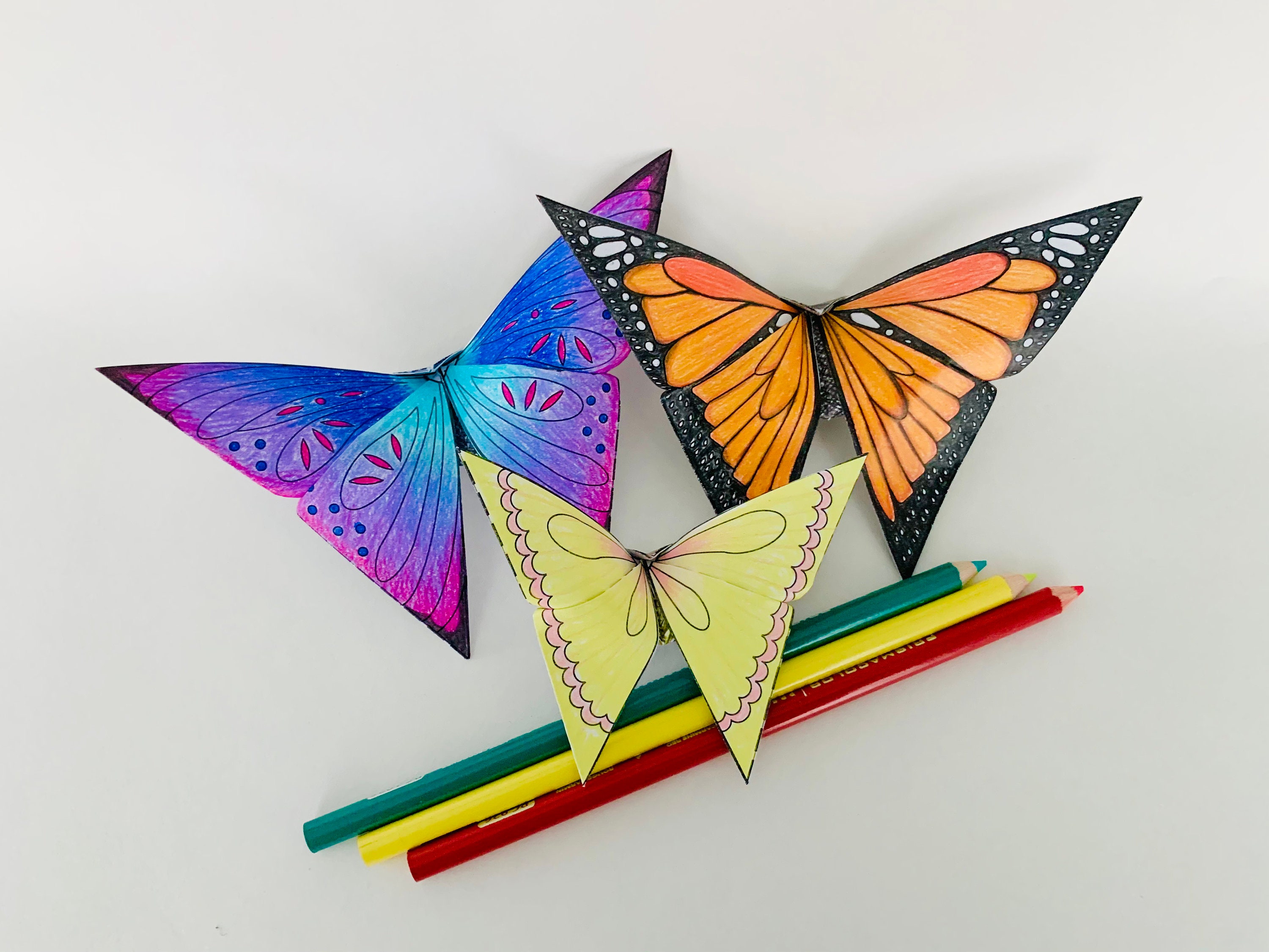 Origami Butterfly Coloring Pages, Set 1, Printable, Paper Crafts, Adult ...