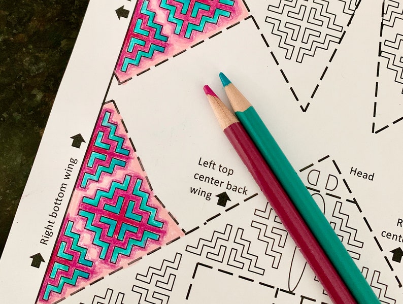 Origami Butterfly Coloring Pages Hmong Symbols, Printable, Arts and ...