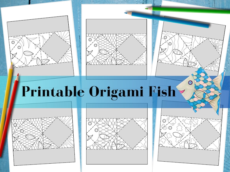 Origami Fish Coloring Pages, Printable, Paper Crafts, Adult Coloring ...