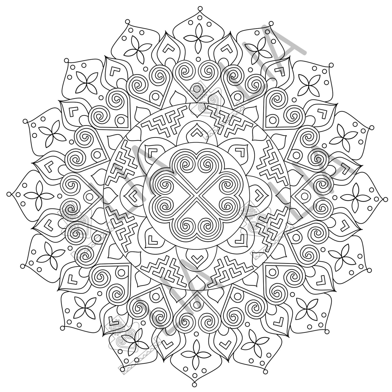 Hmong Mandala Coloring Pages, Printable, Wall Art, Wall Decor, Adult ...